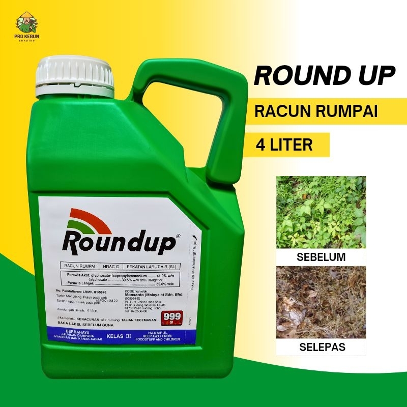 Round Up Herbicide 4 Liter Racun Rumput Serap Tahan Lama Racun Rumput ...