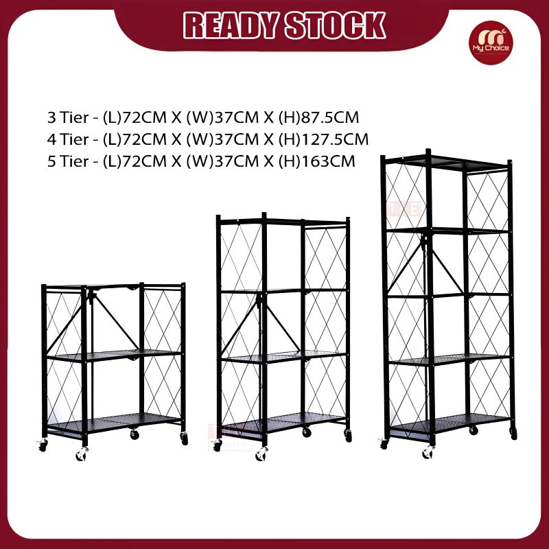 3Tier/4Tier/5Tier Multilayer Folding Rack / Heavy Duty Metal Rack Shelf ...
