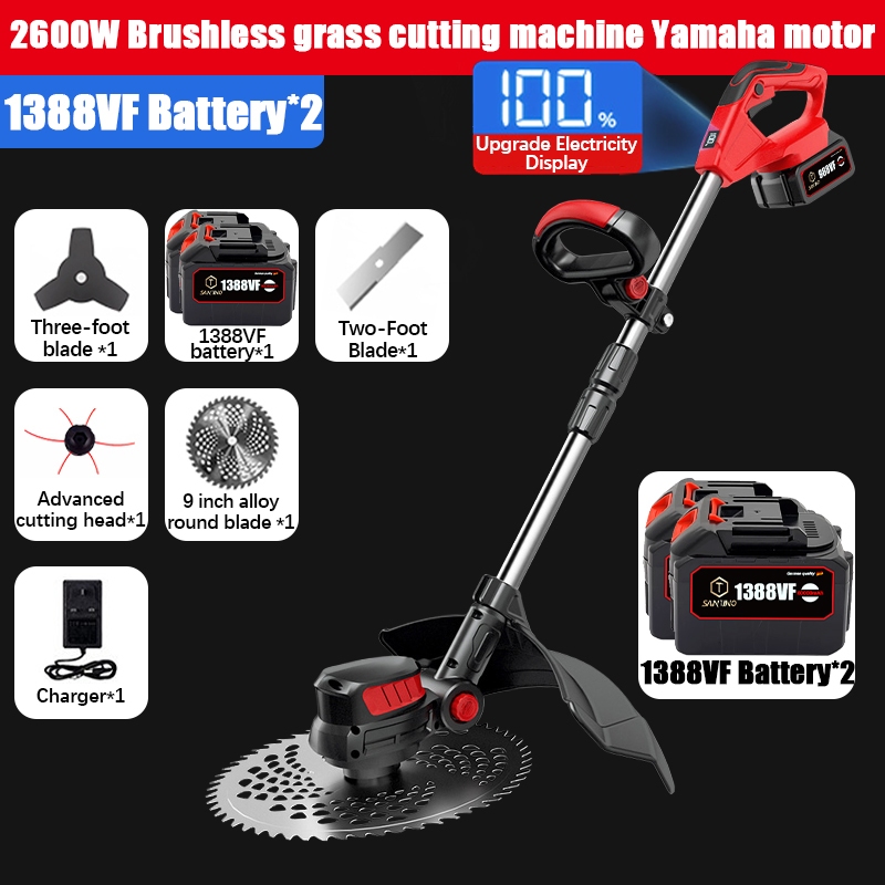 SANTINO Mesin Rumput Cordless 2600W Brushless Grass Cutter Machine ...