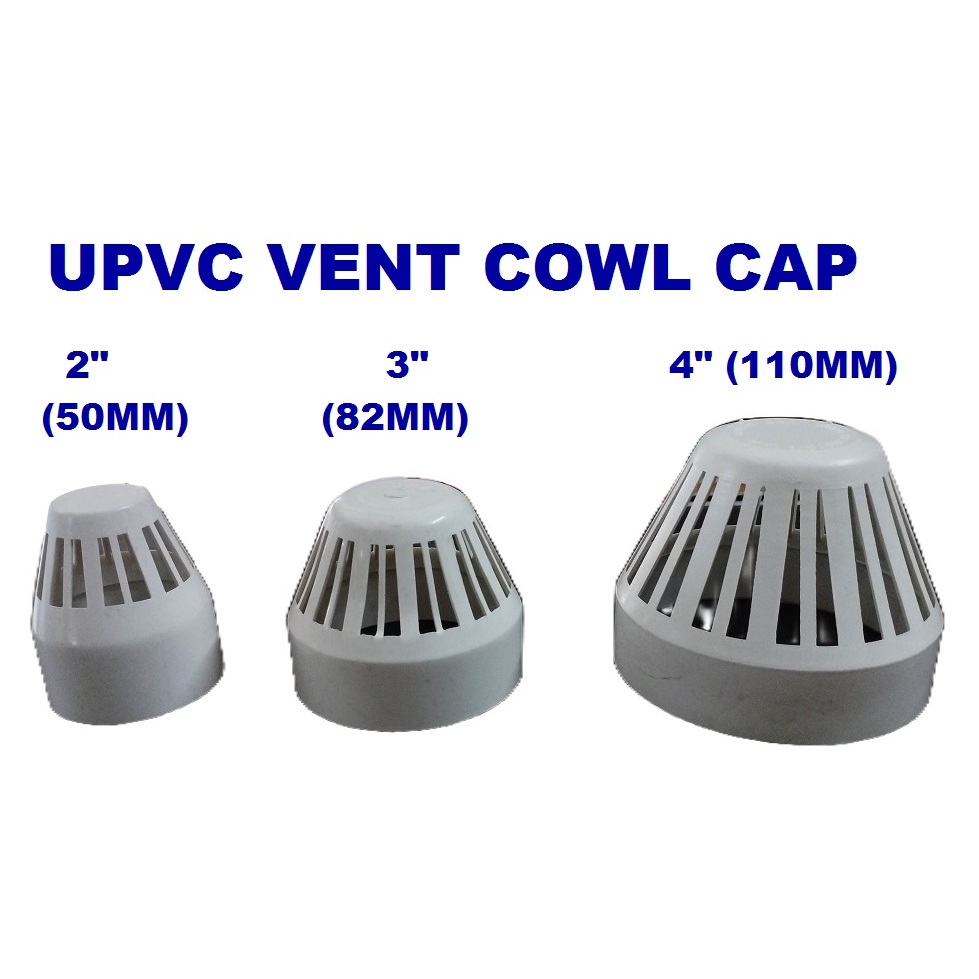 UPVC Vent Cowl Cap Hydroponic Fitting Tutup Paip Air Pipe Putih UPVC ...