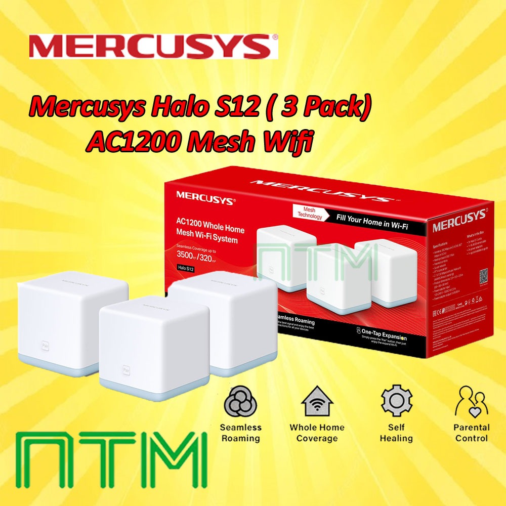 Mercusys Halo S12 AC1200 Mesh wifi (2.4Ghz + 5Ghz) Dual Band Whole Home ...