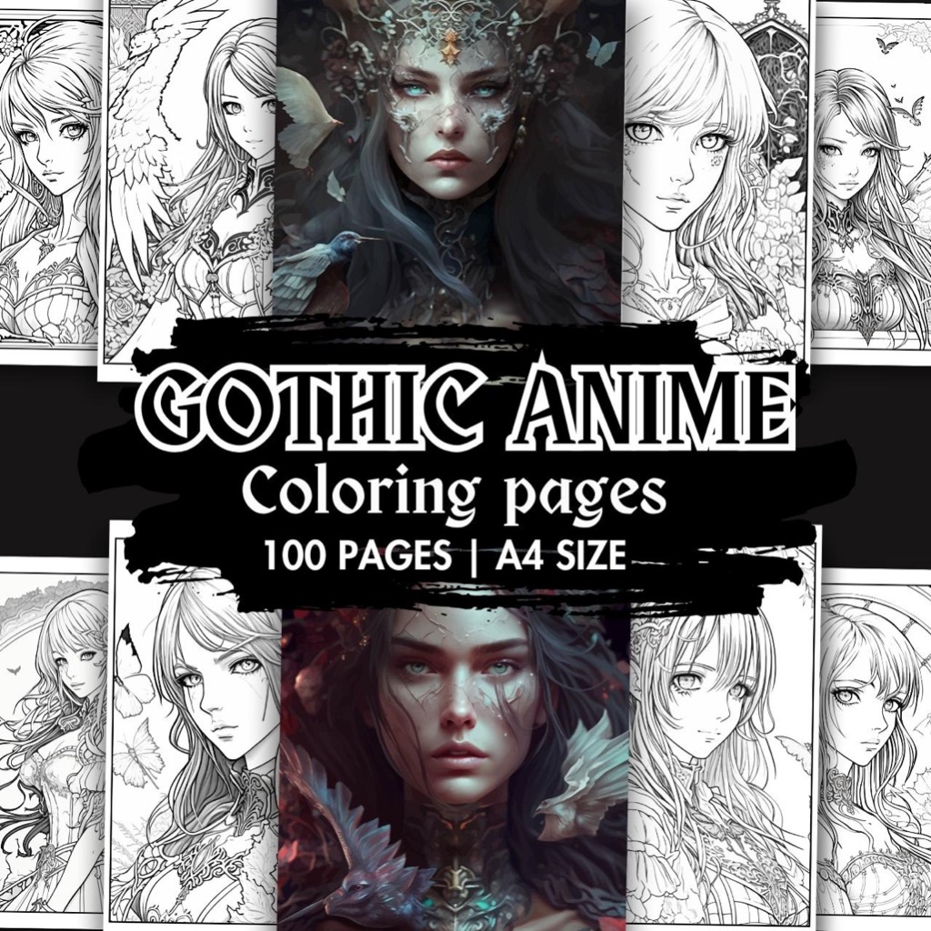 Dark Anime Printable Coloring Pages Set 100 Pages | Printing Coloring ...