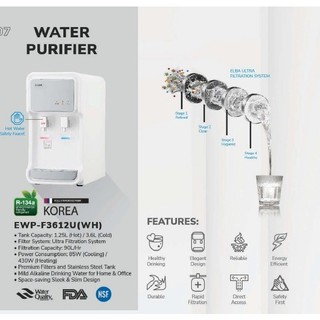 ELBA Water Purifier Mild Alkaline Water - White Hot (1.25L) + Cold (3 ...