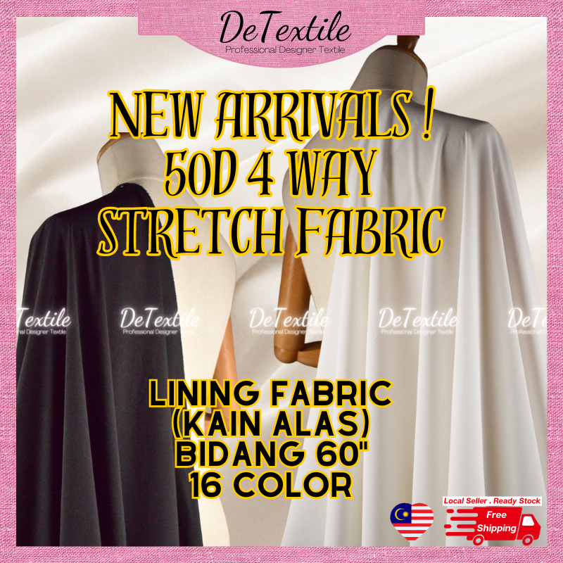 DeTextile Super Soft 50D 4 Way Stretch Lining Fabric For Wedding Dress ...