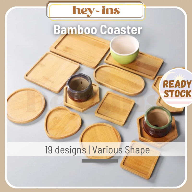 Bamboo Mugs Coaster Saucer Round Tray Square Coasters Teacup Holders ...