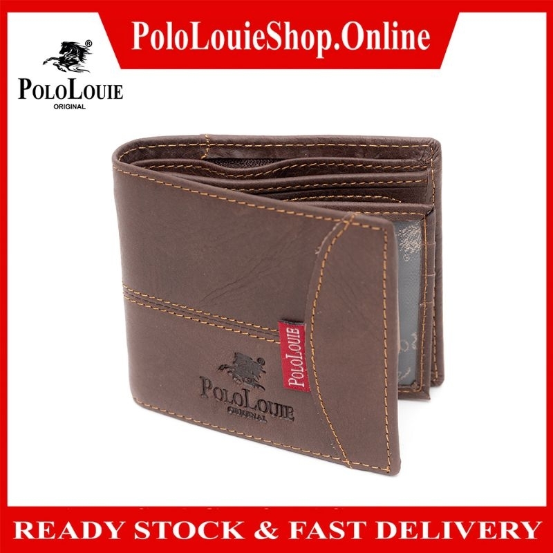 Original Polo Louie Genuine Leather Classic Bifold Wallet Dompet Lelaki ...