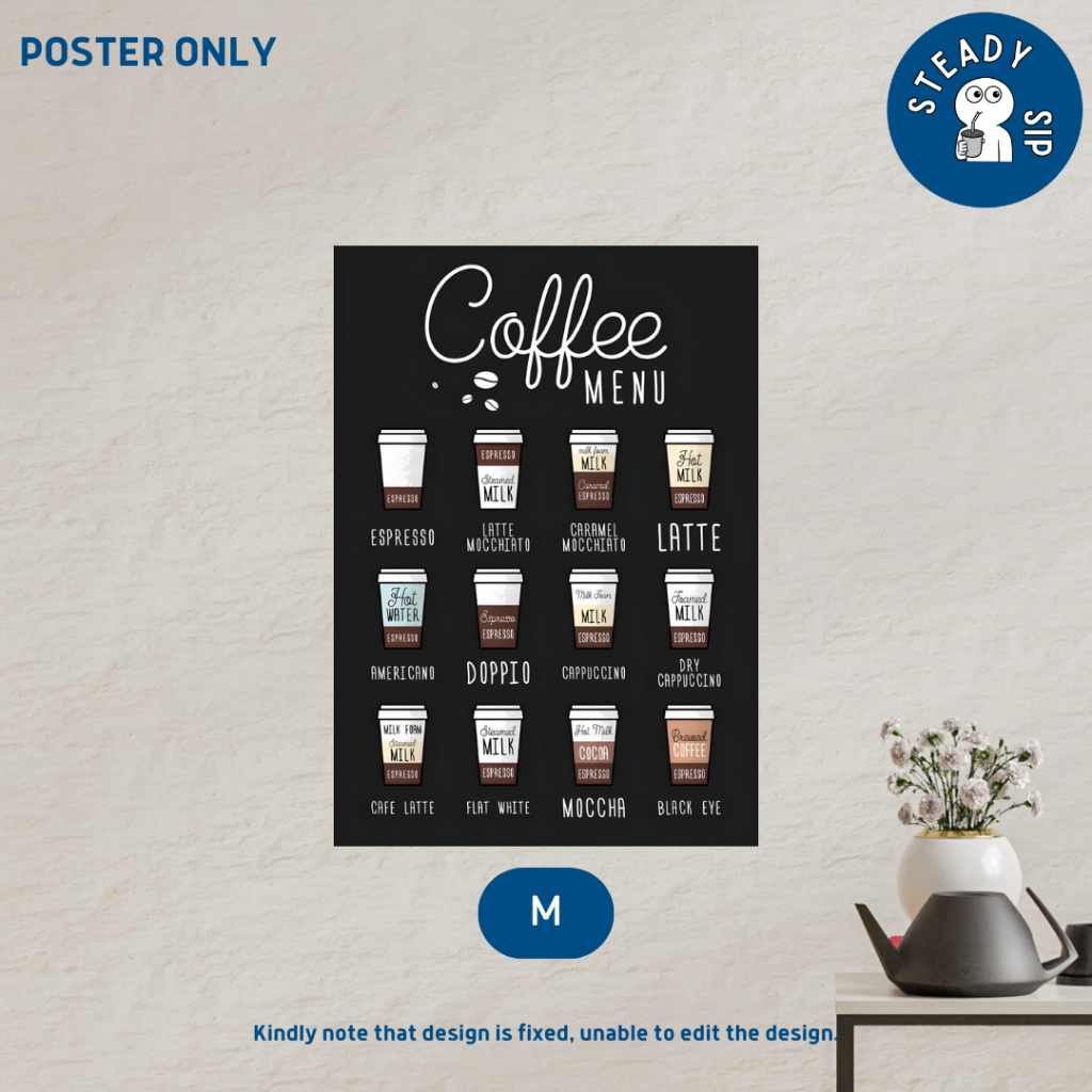 Steady Sip Coffee Poster Wall Art Custom A3 Poster A4 Poster Cafe ...