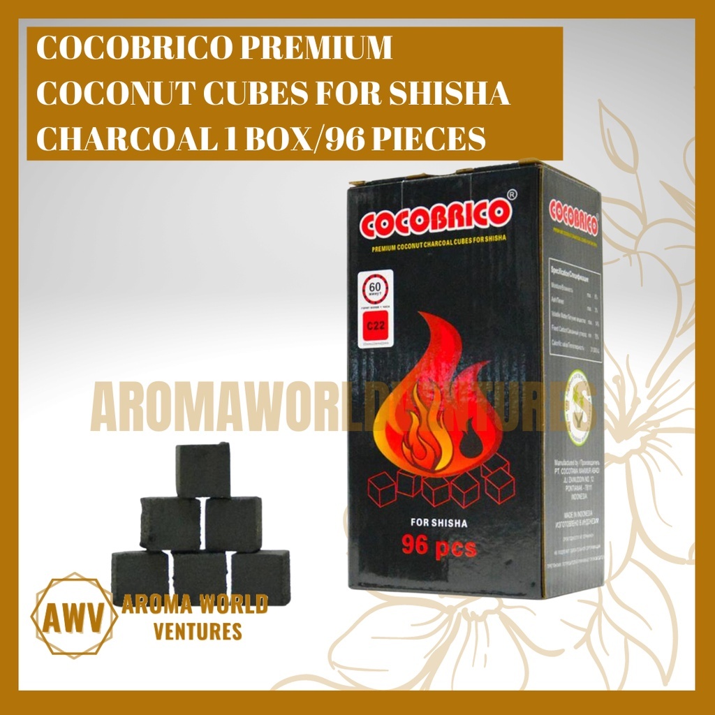 COCOBRICO PREMIUM COCONUT CHARCOAL CUBE FOR SHISHA HOOKAH, ARANG CUBE ...