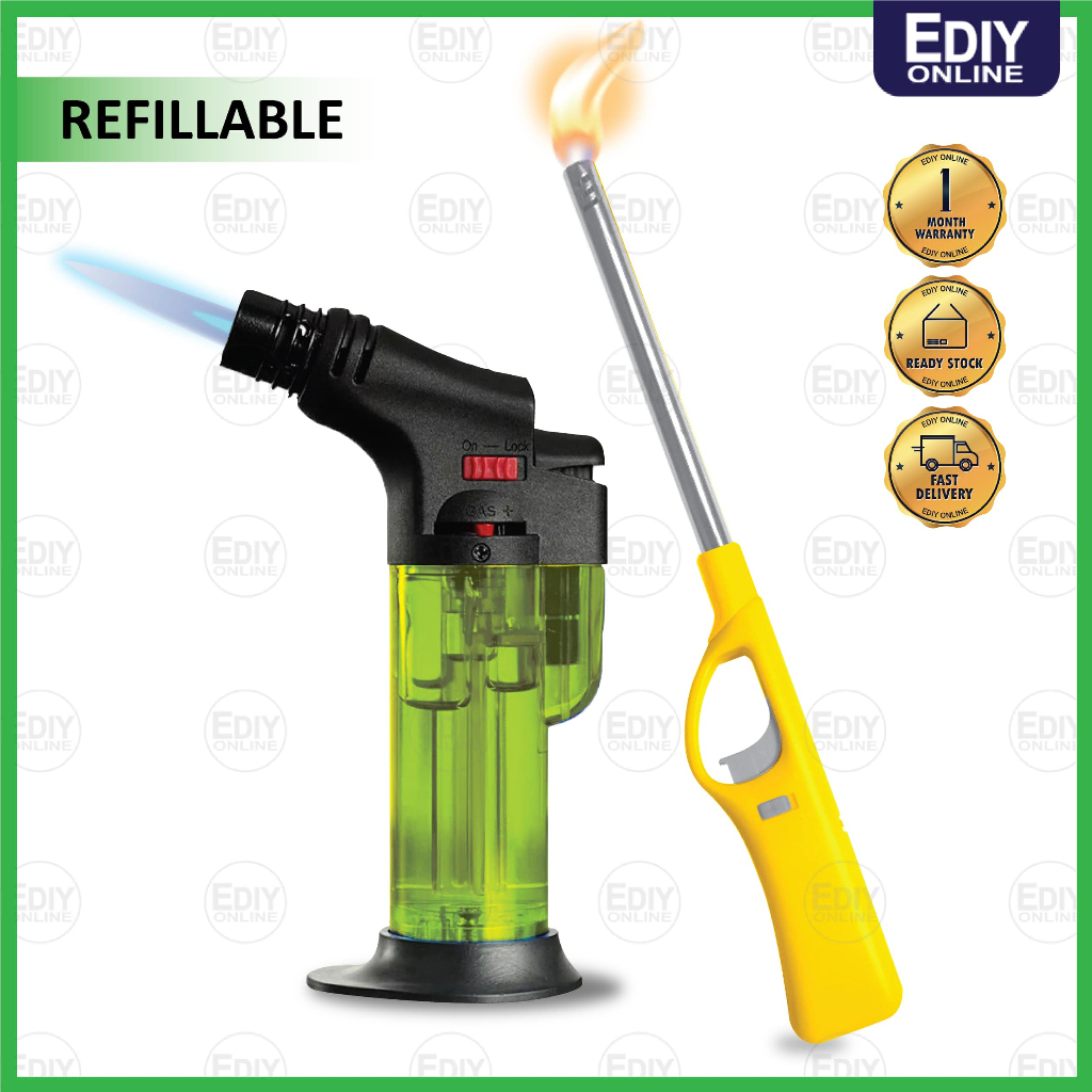 Windproof Jet Flame Refillable Gas Lighter Torch Turbo Fire Big Pemetik ...