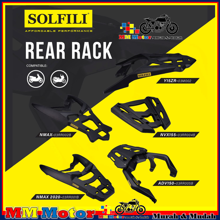 SOLFILI MONORACK HEAVY DUTY NMAX V1 NMAX NEW V2 ADV150 REAR RACK ...