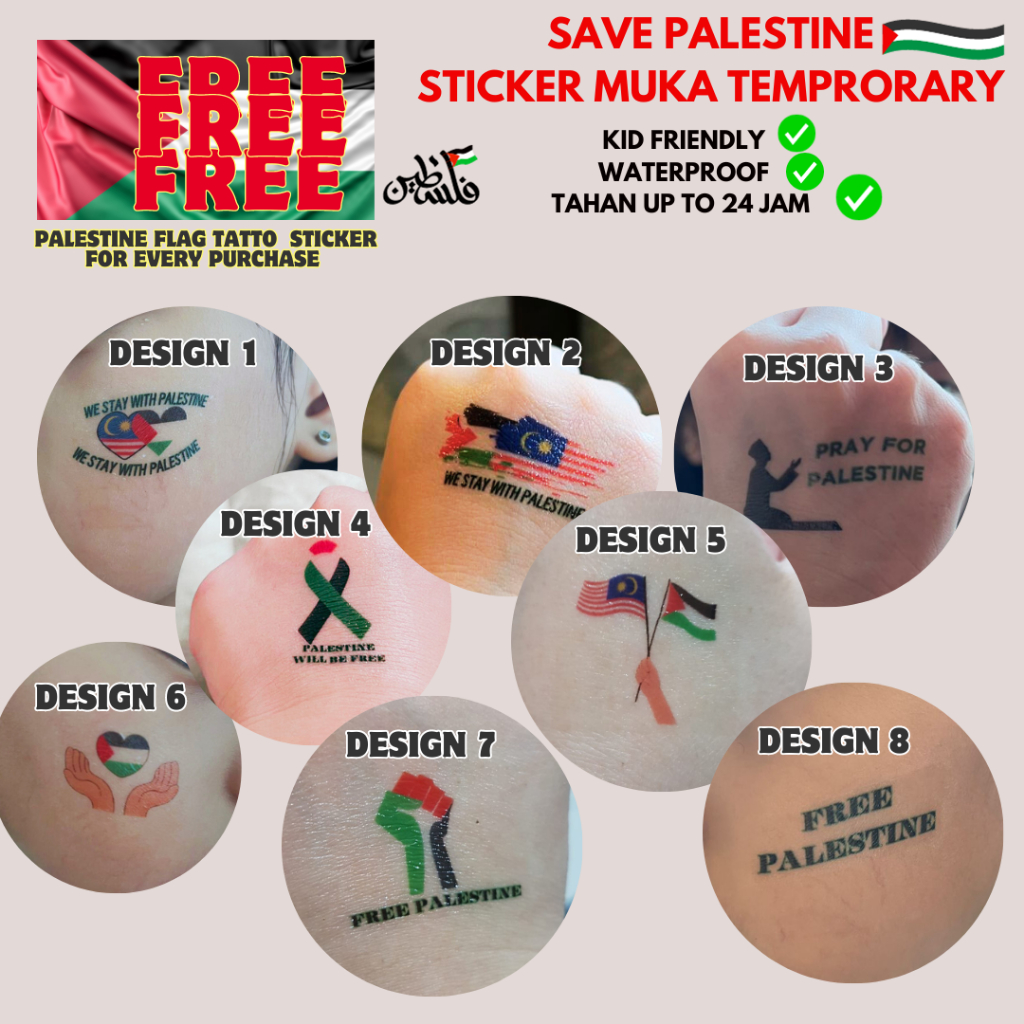 STICKER TATTOO MUKA MALAYSIA SUPPORT PALESTINE | Shopee Malaysia