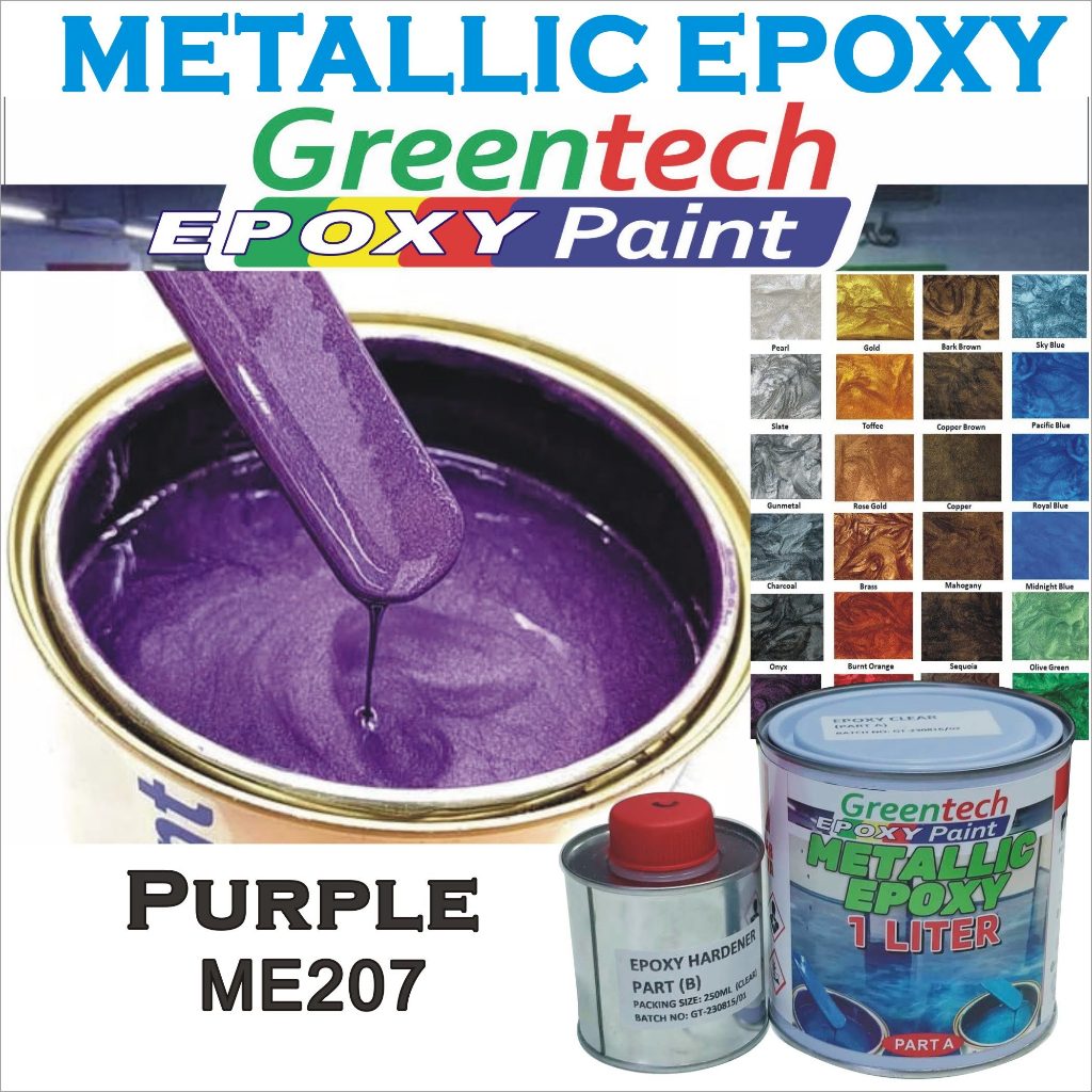 ME207 PURPLE ( Metallic Epoxy Paint ) 1L METALLIC EPOXY FLOOR PAINT ...