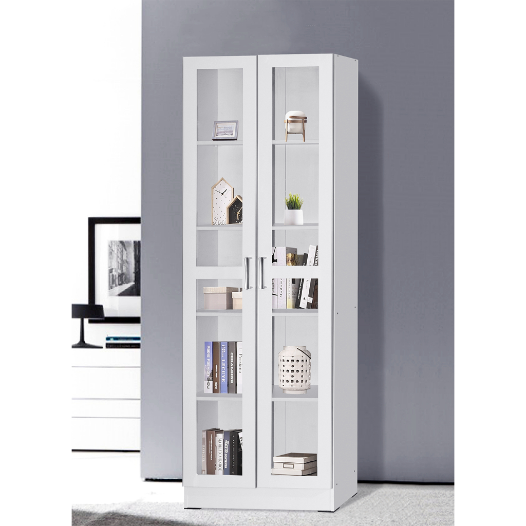 VINCI White 2M Display Cabinet Glass Cabinet Bookshelf Display Rack ...
