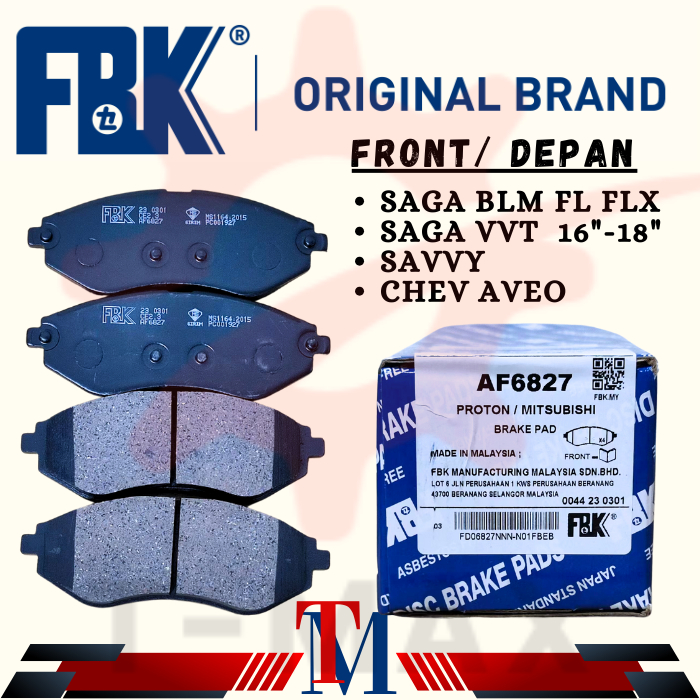FBK Brake Pad Front/ Depan - Proton Saga BLM FL FLX / New VVT Saga 2016 ...