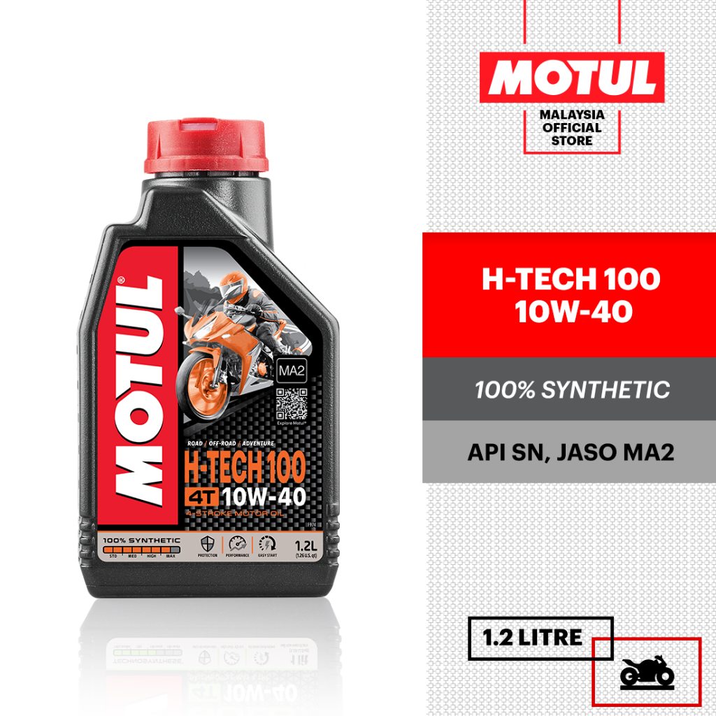 MOTUL H-Tech 100 4T 10W40 100% Synthetic Motorcycle Engine Oil (1.2L) | Shopee Malaysia