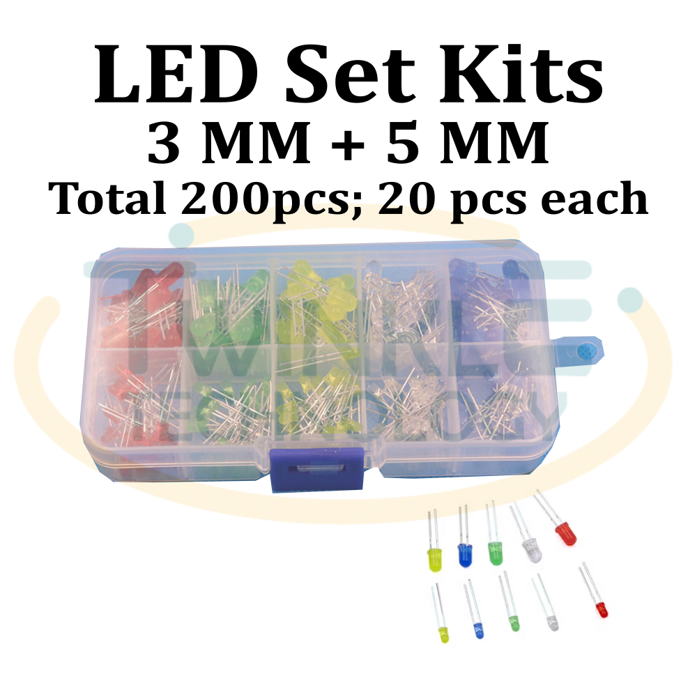 LED 500pcs Kits Set Through hole 3mm 5mm Light White Yellow Red Green ...