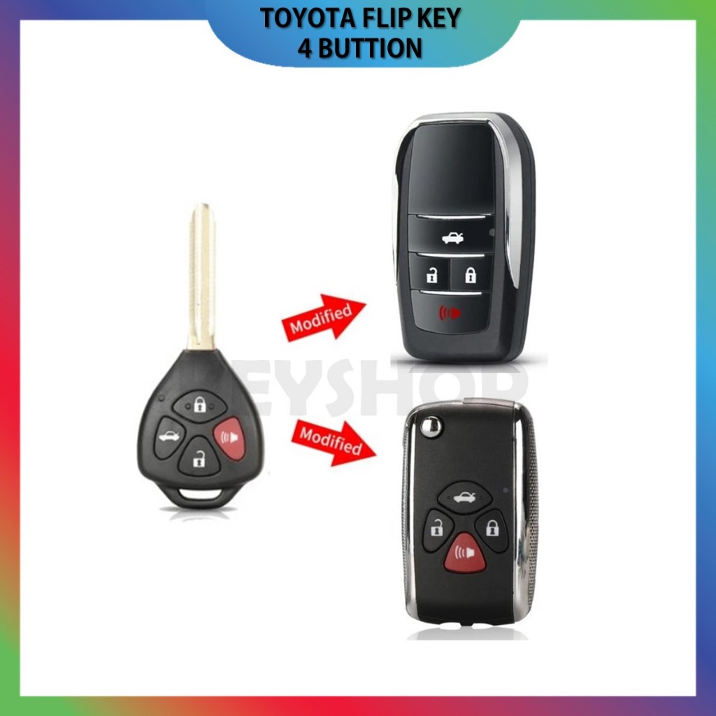Toyota Alphard Remote Key Casing Flip Key Case with Toyota Logo (4 ...