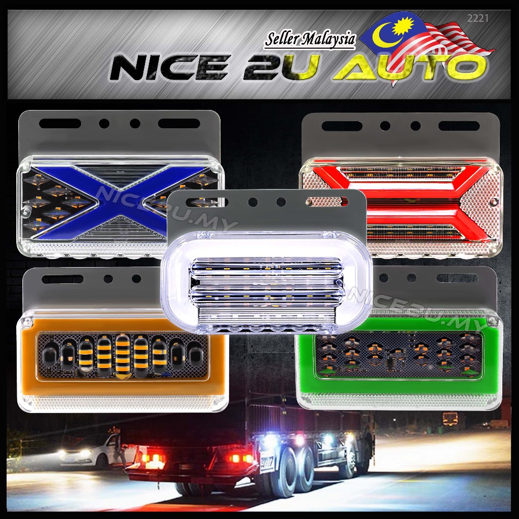 Truck Lori Lorry LED Side Lamp 12V-24V DC Double Colorful Side Light ...