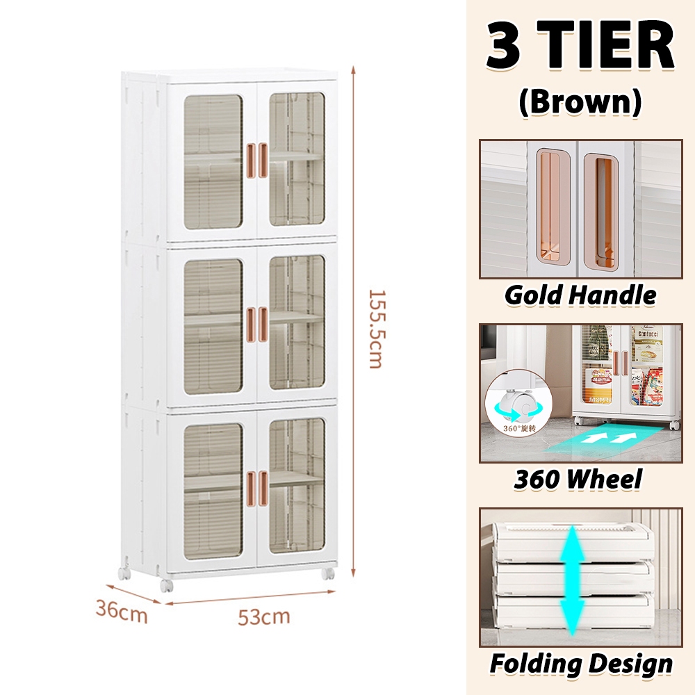 [1-4 Tiers] Borong365 Stackable Storage Box Rack Organizer Wheel Kotak ...