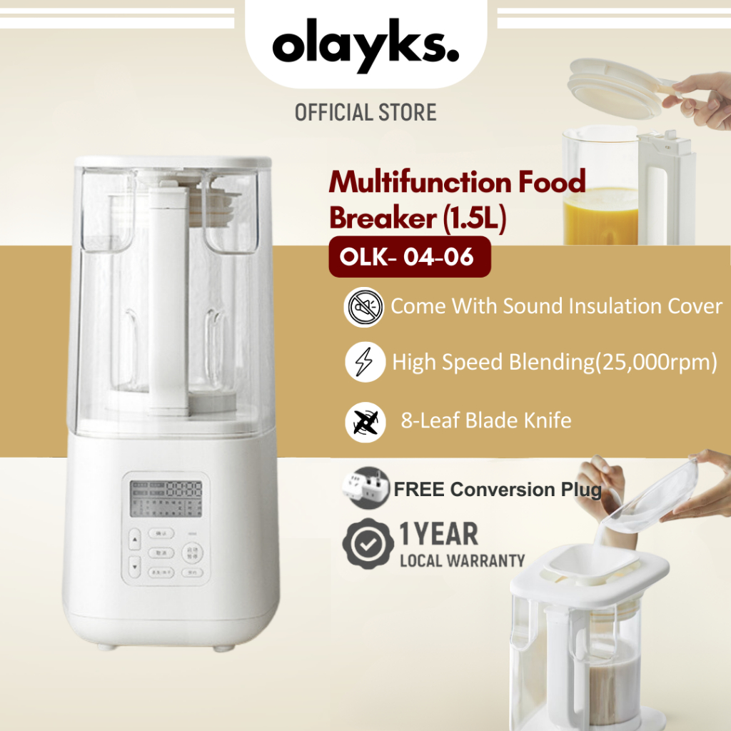 Olayks 1.5L Low Noise Multifunction Food Breaker Food Processor Auto ...