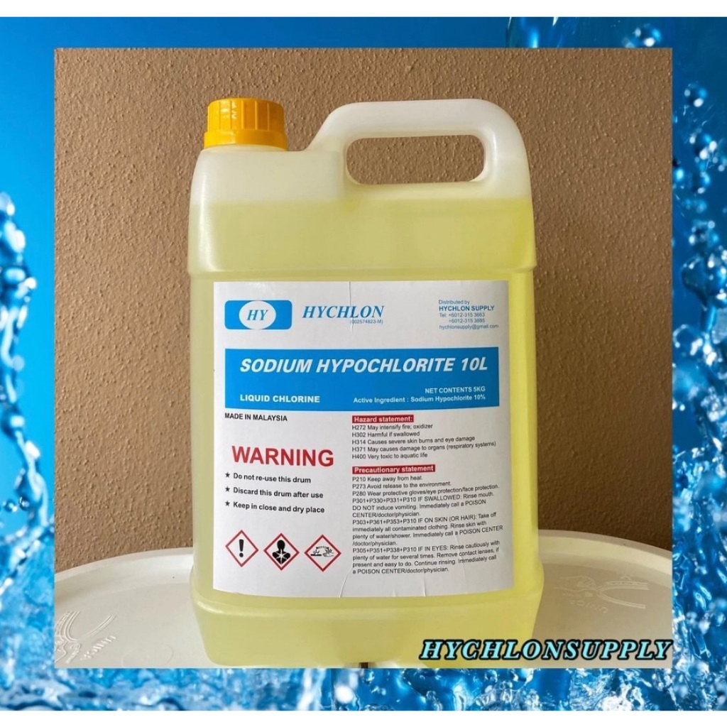 Sodium Hypochlorite 10% (Liquid Chlorine for Swimming Pool) 5KG ...