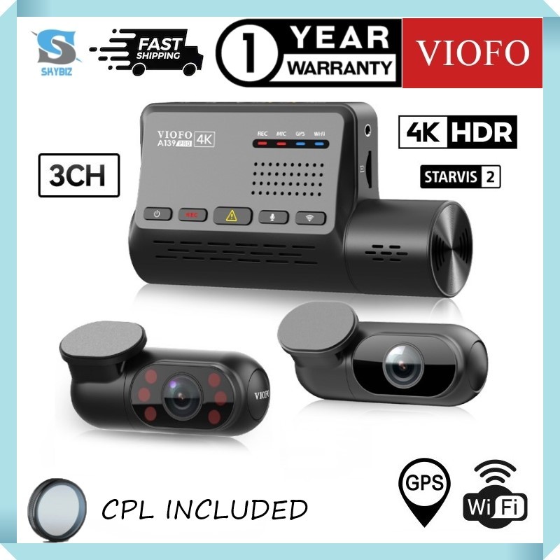VIOFO A139 PRO 3CH 4K HDR 2160P FRONT + 1080P INTERIOR + 1080P REAR ...