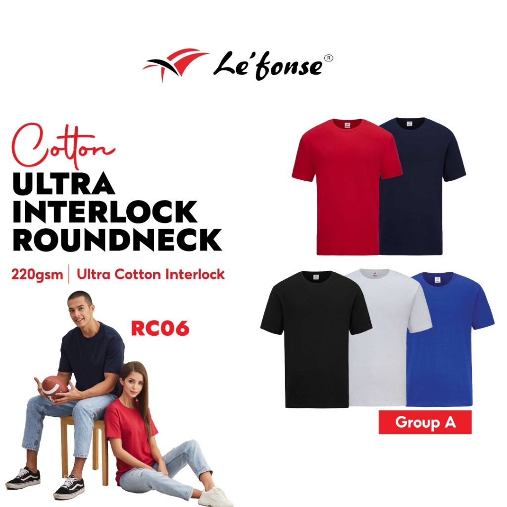 Lefonse Ultra Cotton Interlock Roundneck T-Shirt Unisex - Black (220gsm ...