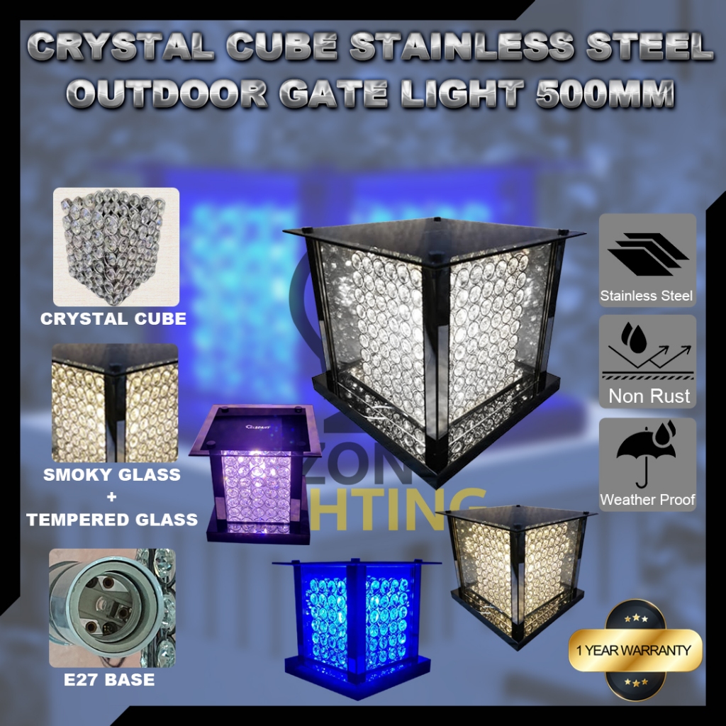 Stainless steel Crystal cube outdoor weatherproof gate light gate lamp ...