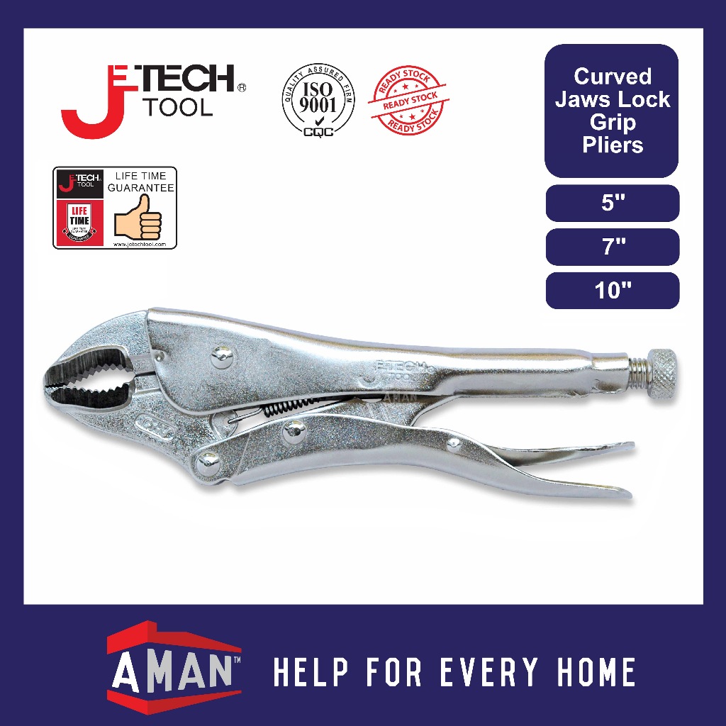 JETECH Curved Jaw Lock Grip Plier Curved Jaw Locking Plier Knocking ...