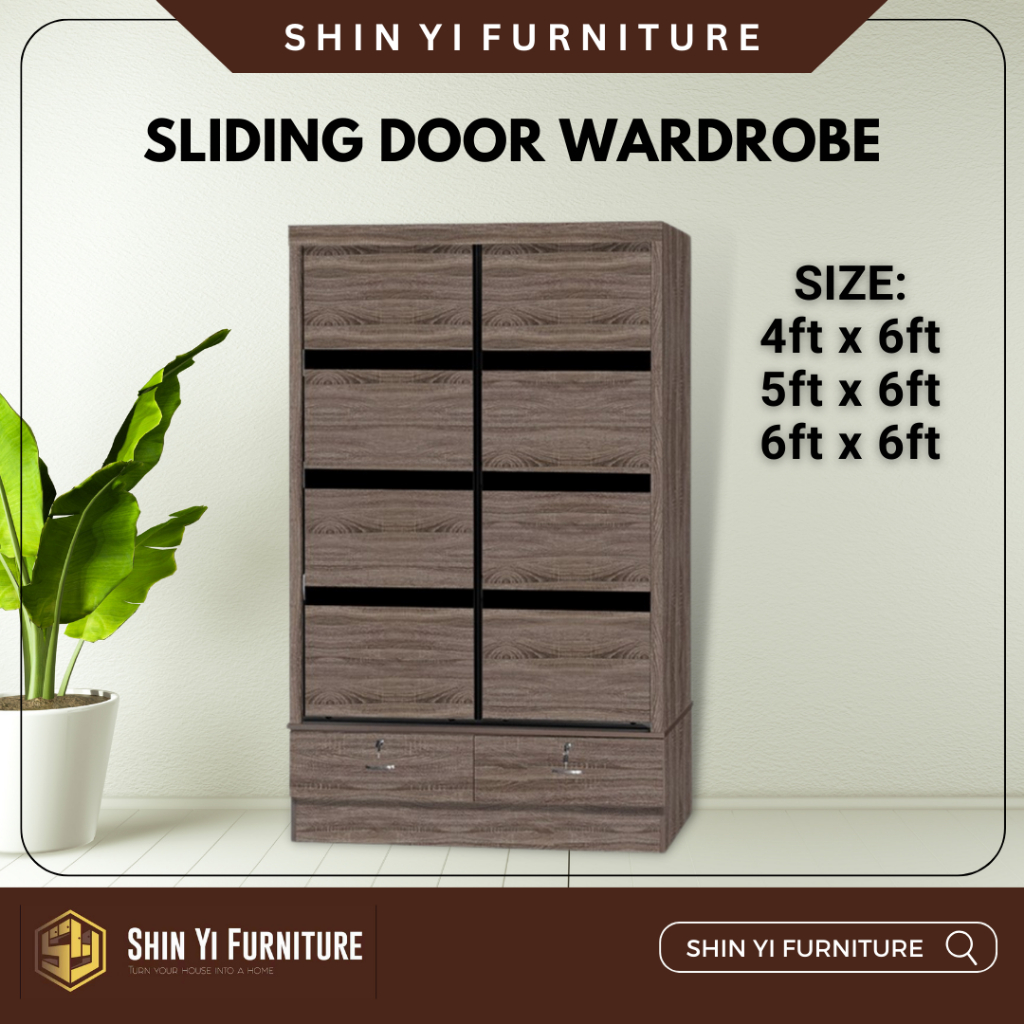 [SARAWAK] 4/5/6' x 6'H Sliding door wardrobe / Almari Baju 4/5/6 kaki ...
