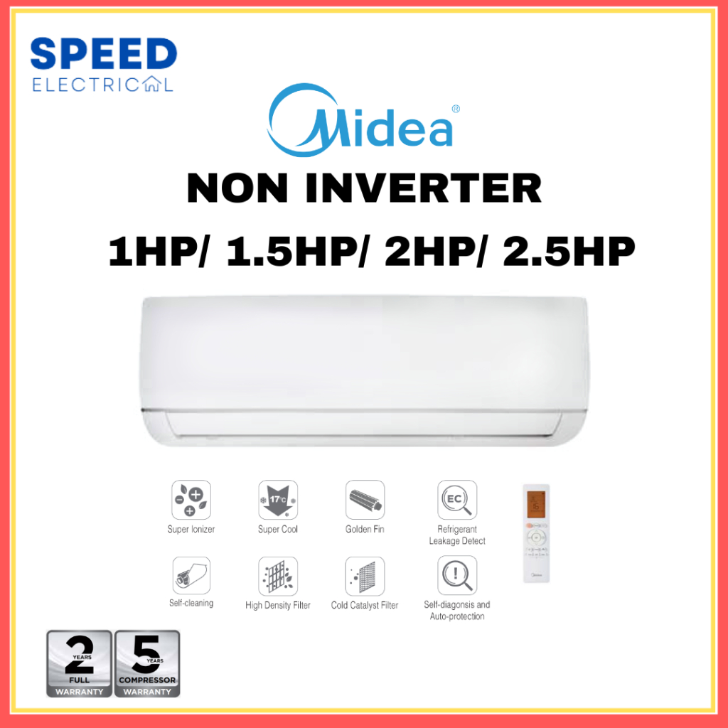 [SABAH ONLY] Midea Non-Inverter R32 Aircon Fairy Series MSMF 1HP/ 1.5HP/ 2HP/ 2.5HP MIDEA 冷气 ...