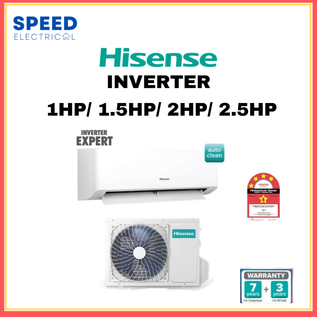 [SABAH ONLY] HISENSE INVERTER AIR CONDITIONER R32 1HP/ 1.5HP/ 2HP/ 2 ...