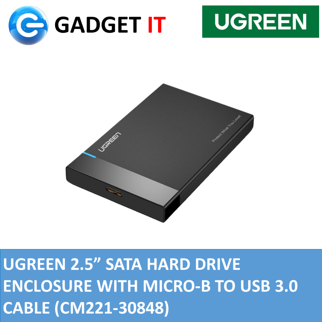 UGREEN 2.5” SATA HARD DRIVE ENCLOSURE WITH MICRO-B TO USB 3.0 CABLE ...