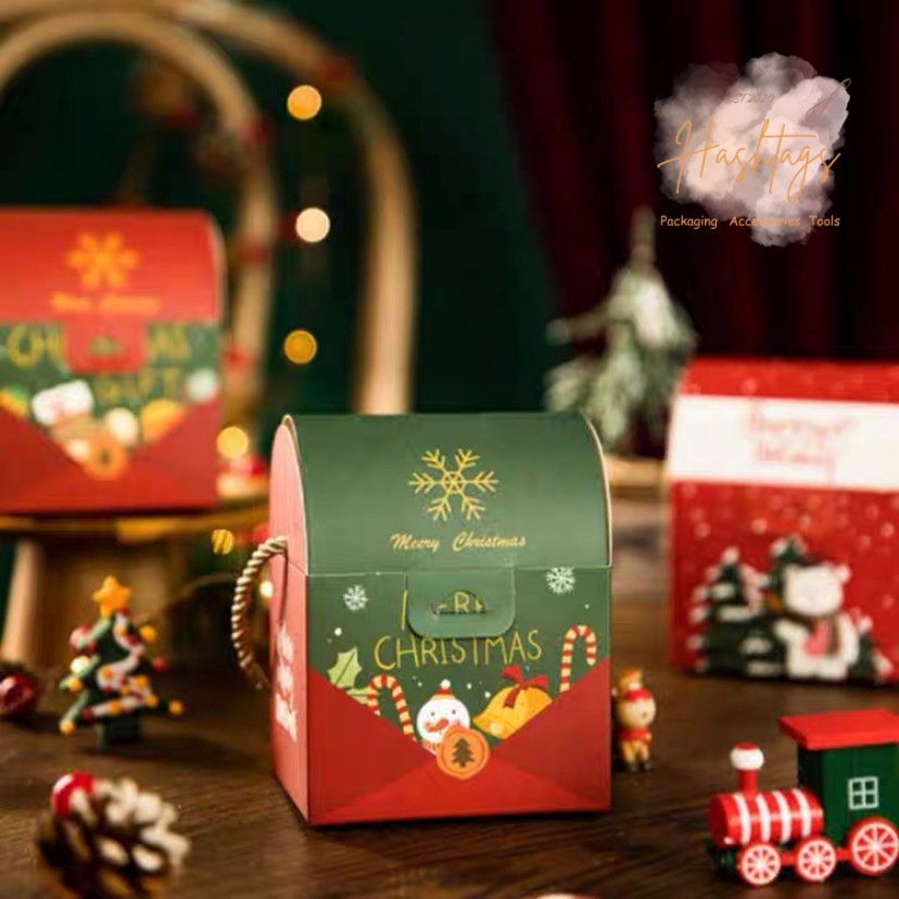 Christmas Handle Gift Box Treat Box Goodies Box | Pastry Cookies Cake ...