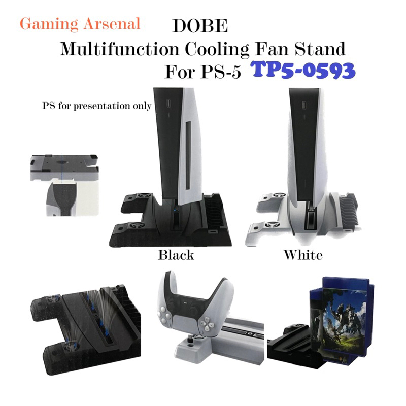 DOBE PS5 Multifunction Cooling Fan Stand Dual Sense Controller Charging ...