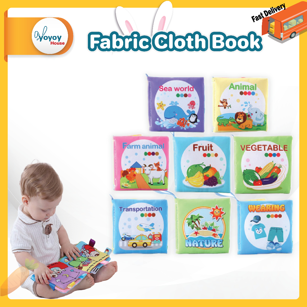 (Yoyoy) Baby Cloth Book Early Learning Soft Fabric Book Infant Cartoon ...