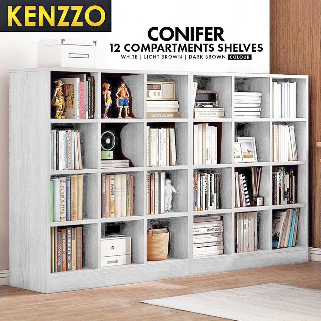 KENZZO : Conifer Book Shelf Book Rack Rak Buku Divider Cabinet with 12 ...