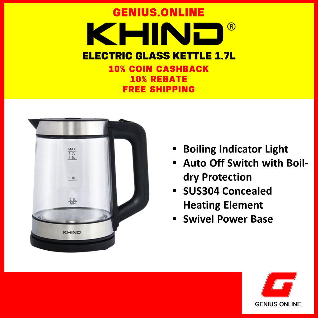 KHIND Electric Glass Kettle (1.7L) EK171G | Shopee Malaysia