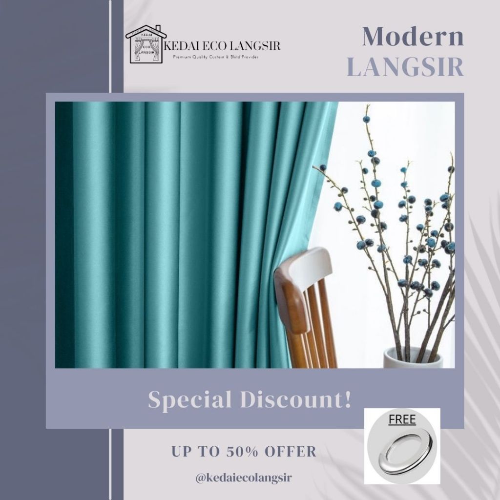 Ready Made Curtain!!!Siap Jahit Langsir,Langsir RAYA Kain Tebal (Free ...