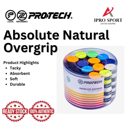 Protech Absolute Natural Overgrip | White / Yellow / Orange / Green / Blue / Purple / Black ...
