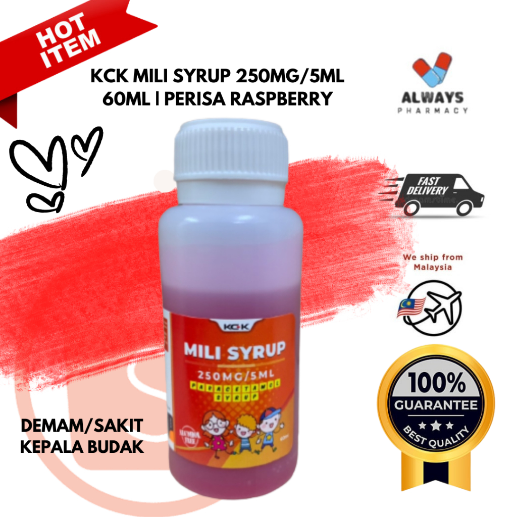 KCK MILI SYRUP 250MG/5ML 60ML (RASPBERRY) UNTUK DEMAM SAKIT KEPALA ...