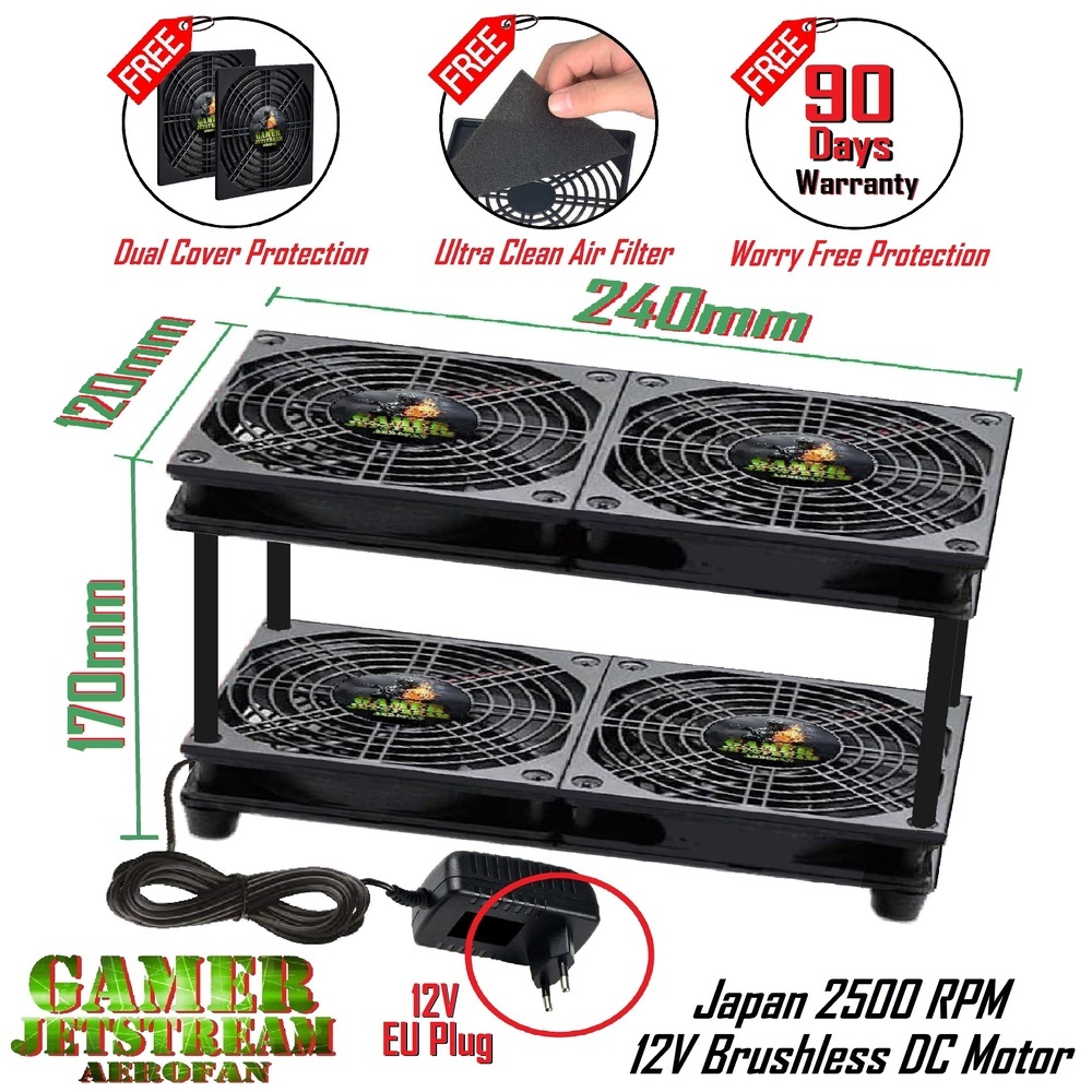 120x240mm - 4 Fan - 2 Tier Non Speed Control GAMER JETSTREAM AEROFAN ...
