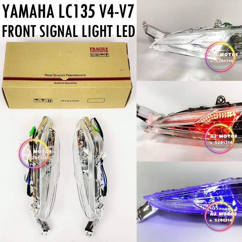 YAMAHA LC135 V4 V5 V6 V7 FRONT SIGNAL LIGHT LED ( V2 V3 BOLEH PAKAI ADD ON WIRE SOCKET ) LAMPU ...
