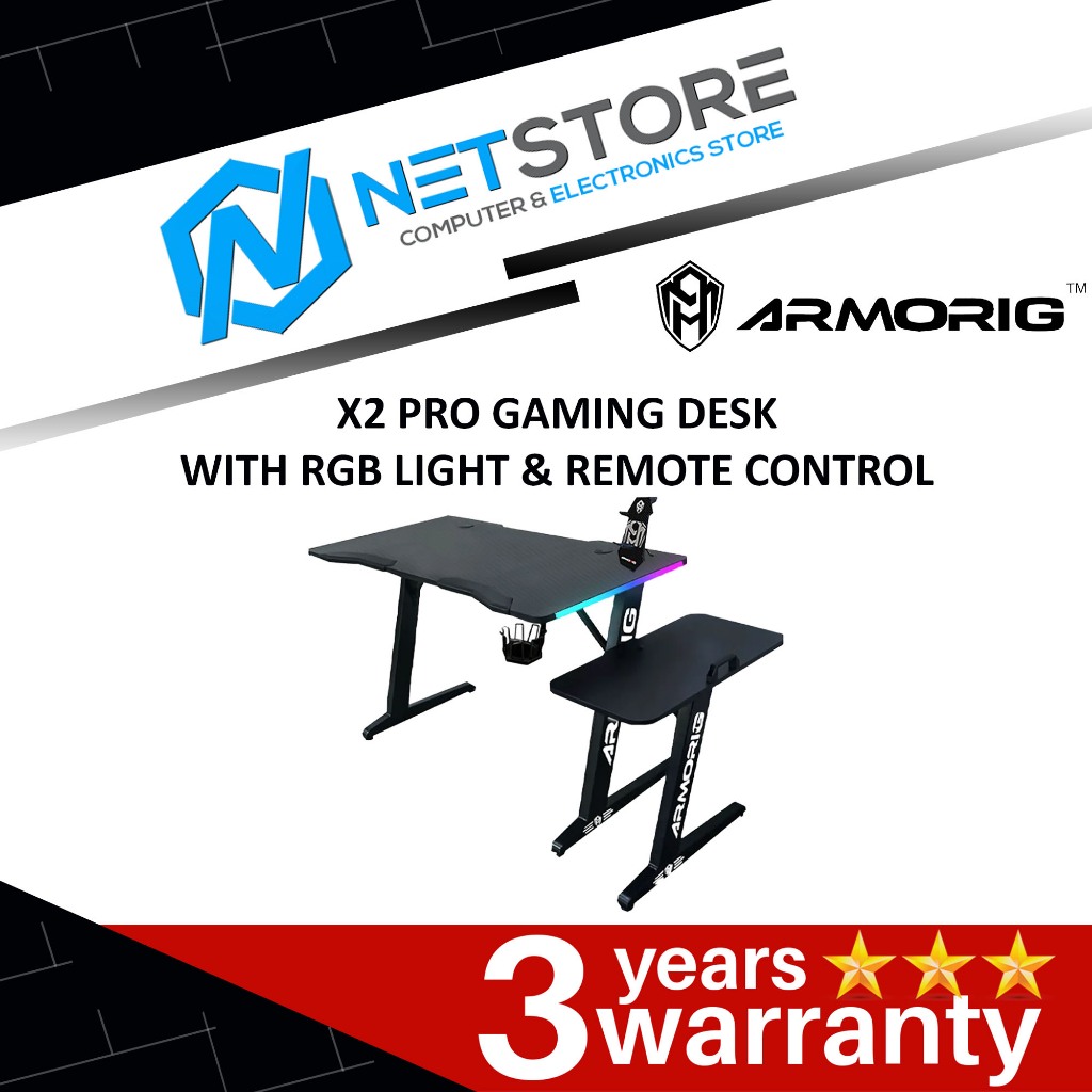 ARMORIG X2 PRO GAMING DESK WITH RGB LIGHT & REMOTE CONTROL - AMG-DESK ...