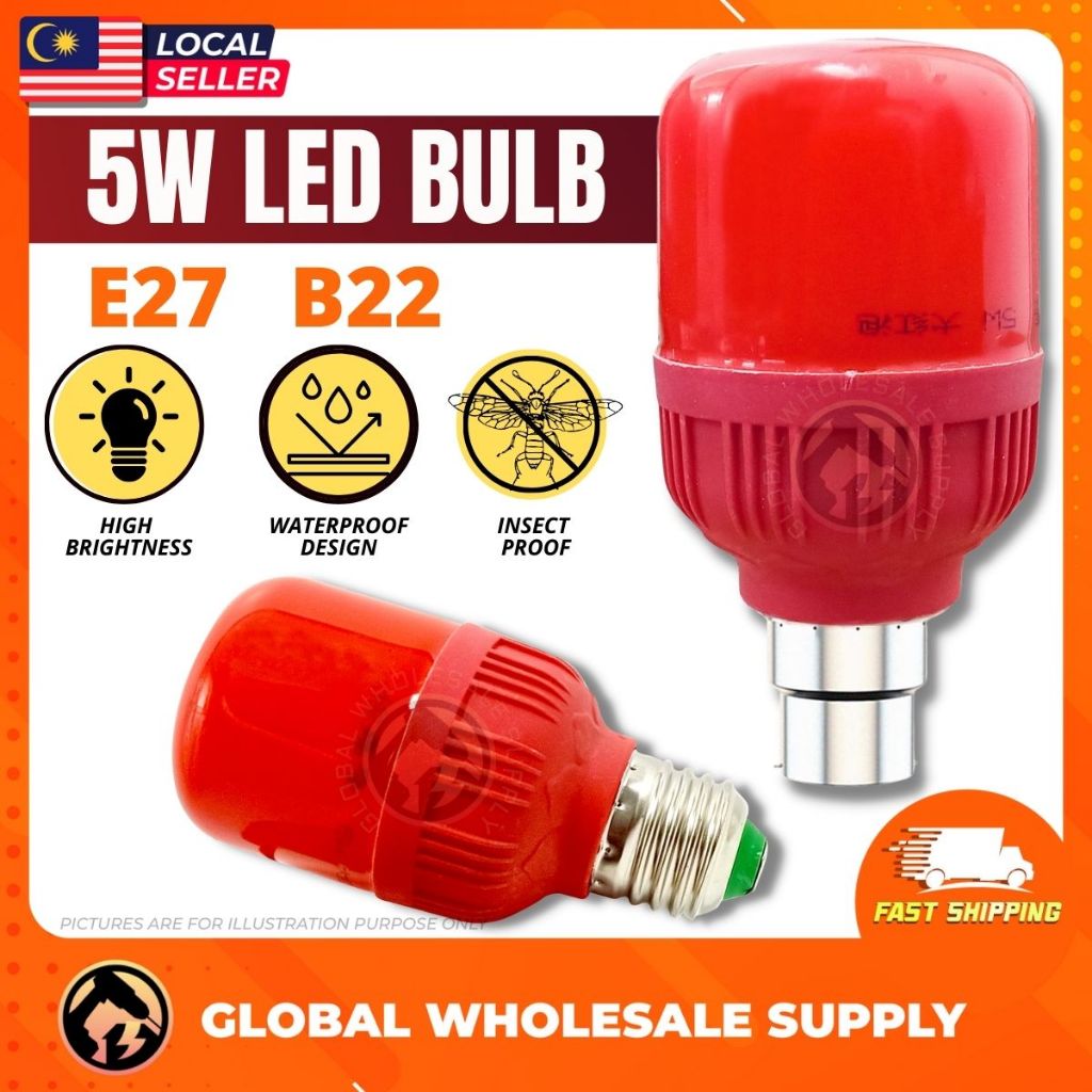 [READY STOCK] 5W E27/B22 LED Bulb Red LED Light Bulb CNY Decoration ...