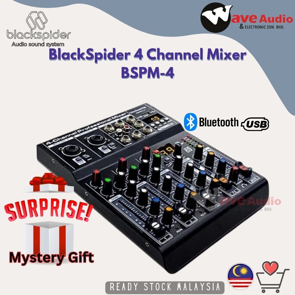 Black Spider BSPM-4 Professional Small Size 4 Channel Mixer [Mystery ...