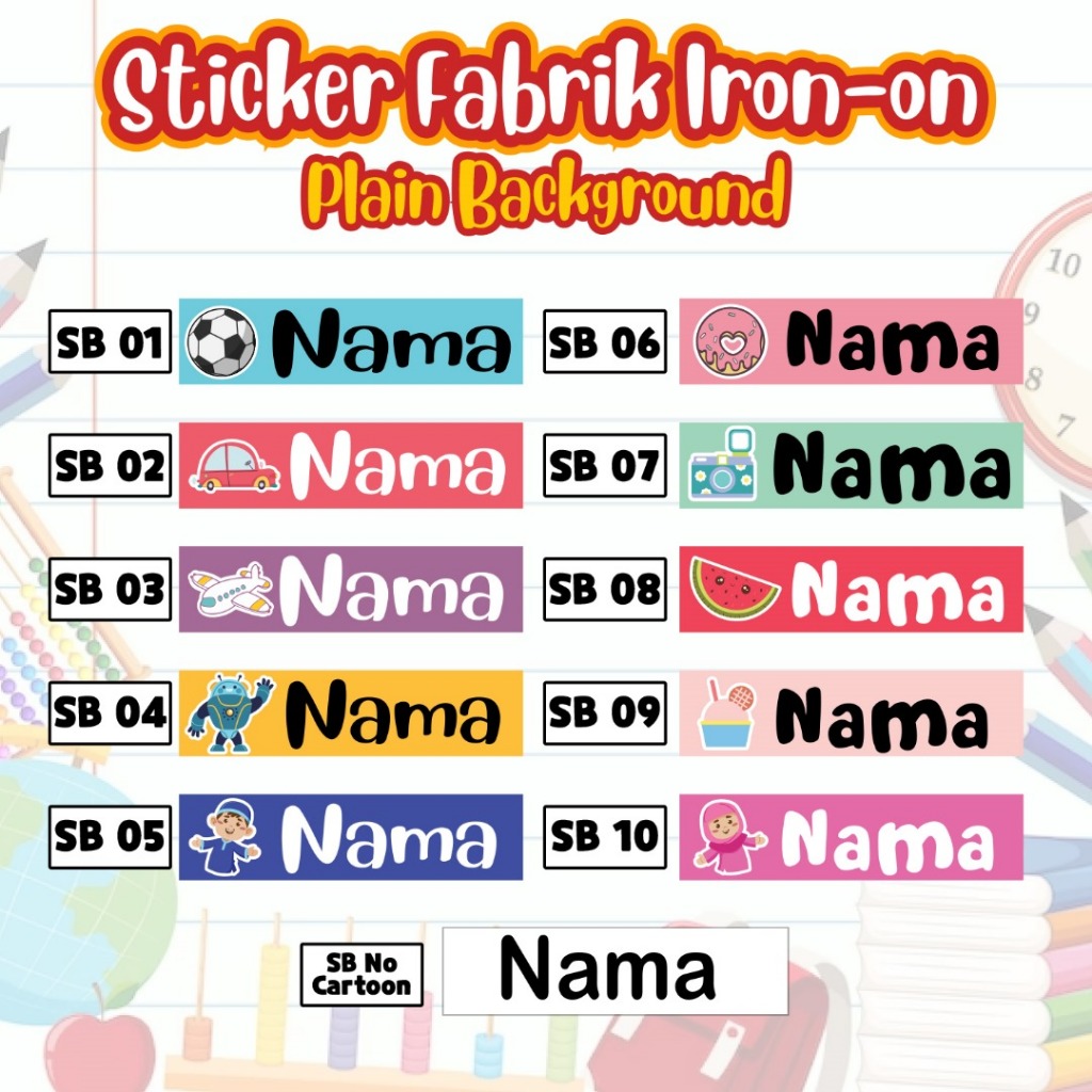 50/100/200PCS NAMA (NEW DESIGN SB) FABRIC STICKER @ IRON ON STICKER👕 ...