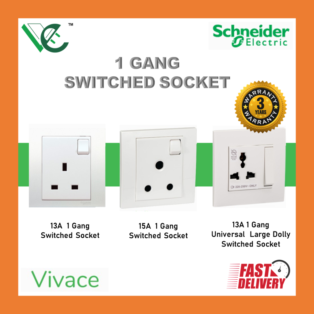 Schneider VIVACE 13A & 15A Switch Socket Outlet / SSO | Shopee Malaysia