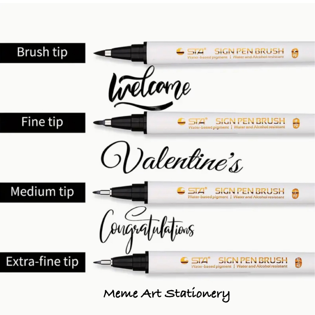 MEME x STA Brush Calligraphy Pen Black Ink Art Work Hand Lettering ...