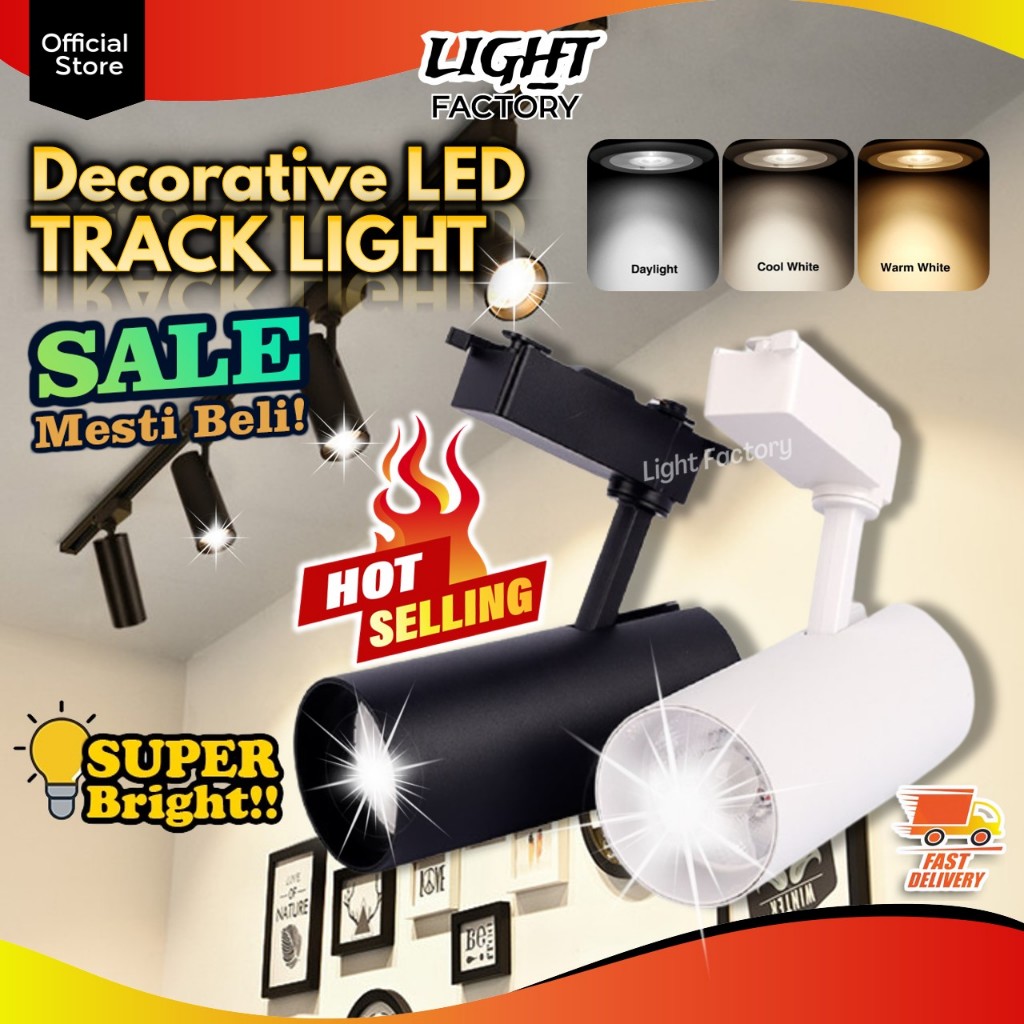 💥3 YEARS WARRANTY💥 Lampu Trek Light 7W 12W 20W 35W LED Track Light ...
